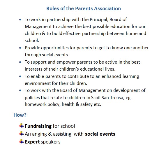 Parents' Association 2020 | Scoil San Treasa